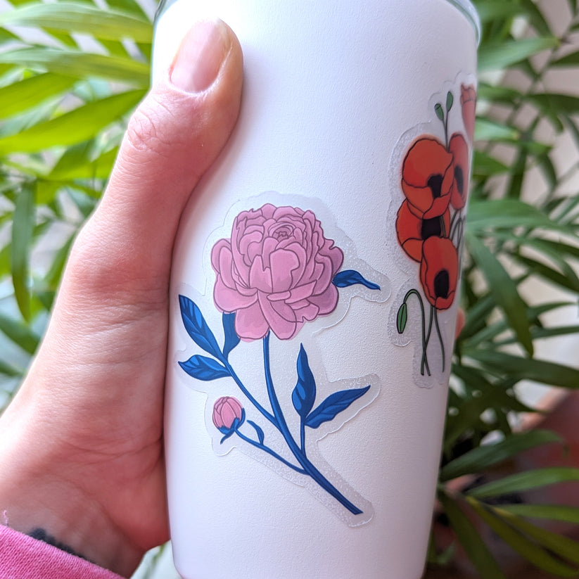 Peony Sticker, Indiana State Flower, Gifts for Hoosiers – Bolts and Stars