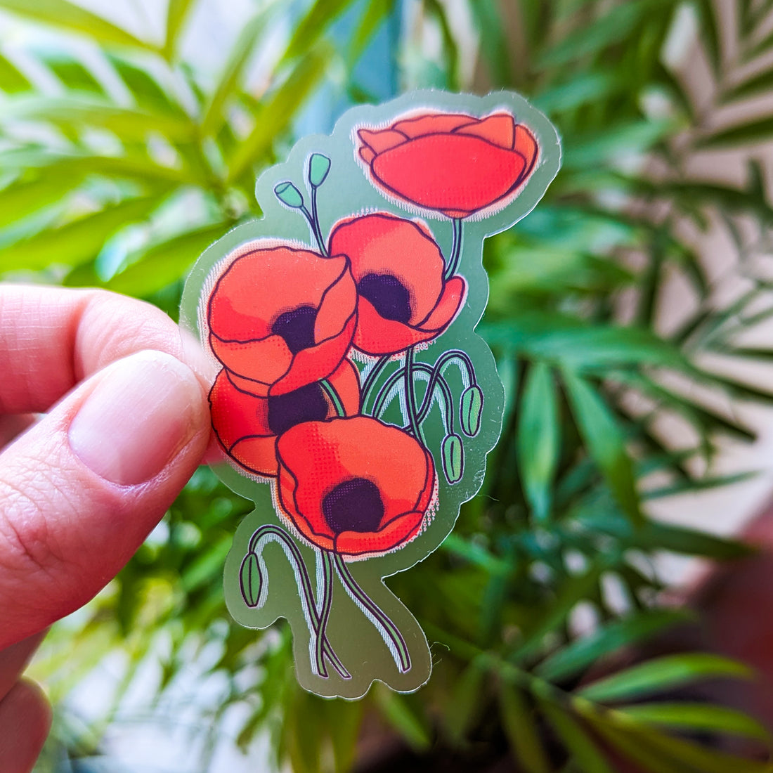 Red Poppies Sticker, Spring Poppies Sticker, Colorful Flowers Vinyl ...