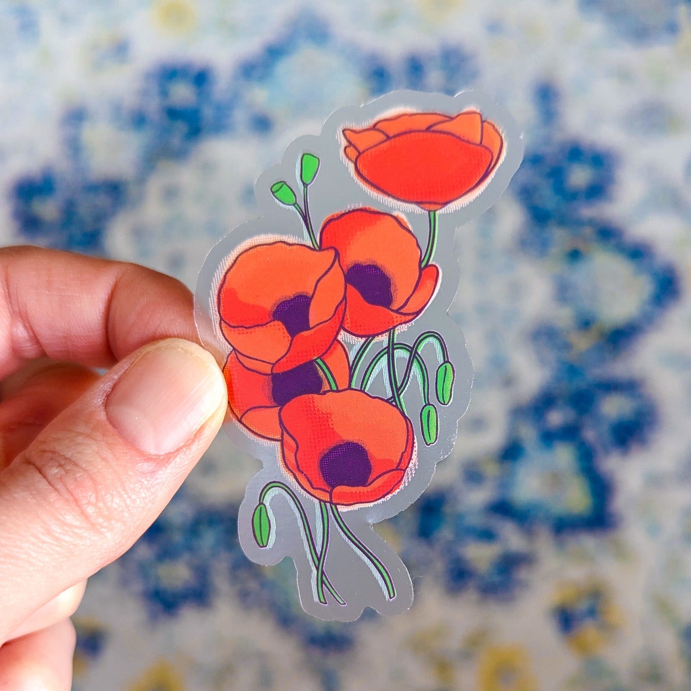 Red Poppies Sticker, Spring Poppies Sticker, Colorful Flowers Vinyl ...